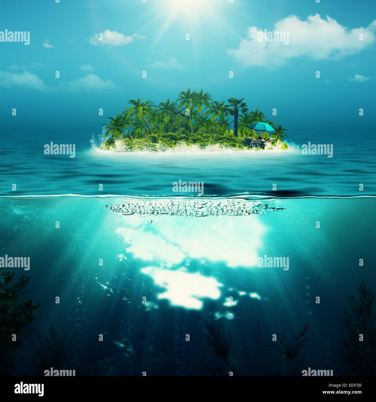 Alone island in the ocean, abstract environmental backgrounds Stock ...