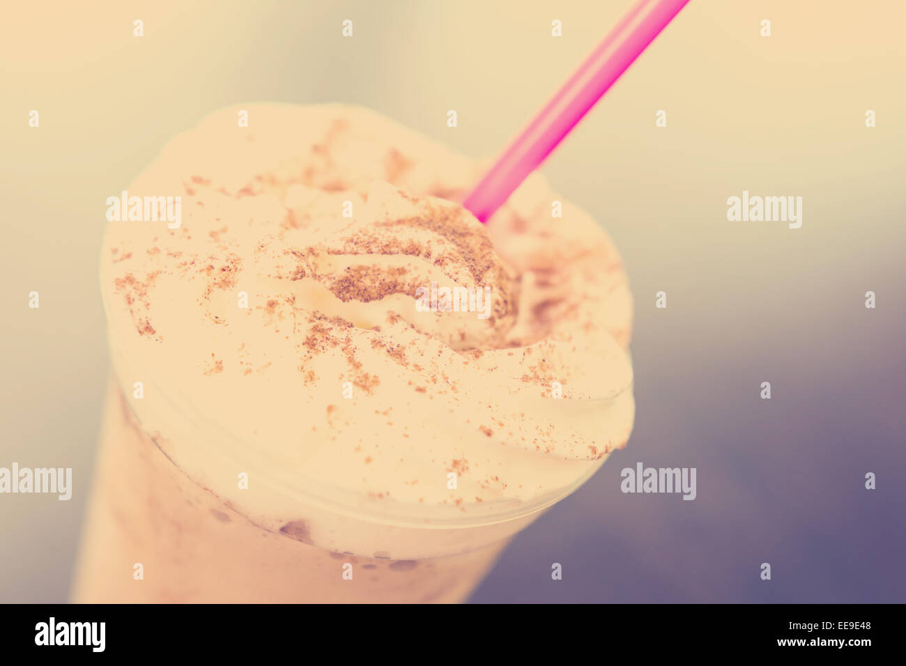 Retro Photo Of Frappe Iced Coffee Drink Stock Photo - Alamy