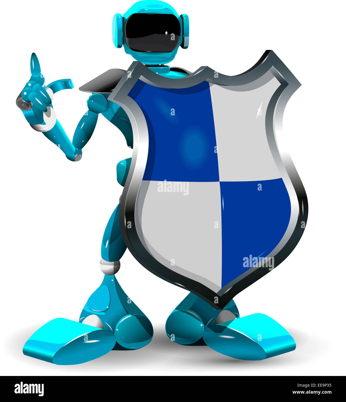 Illustration of a robot with a shield Stock Photo - Alamy