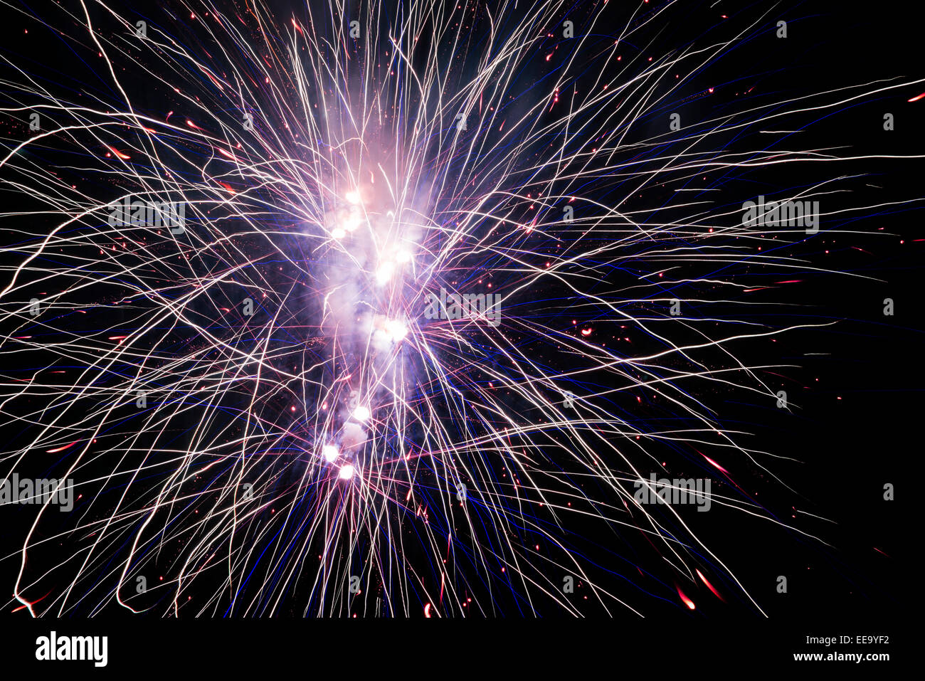 Fireworks explosions in the night sky Stock Photo - Alamy