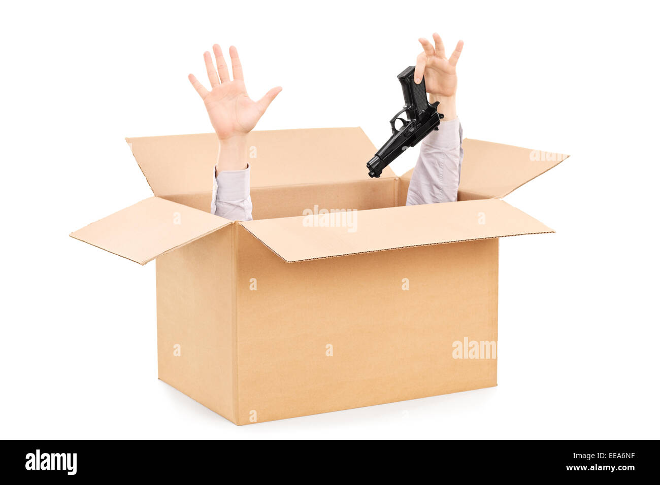 Caucasian adult male with a hand gun Cut Out Stock Images & Pictures ...