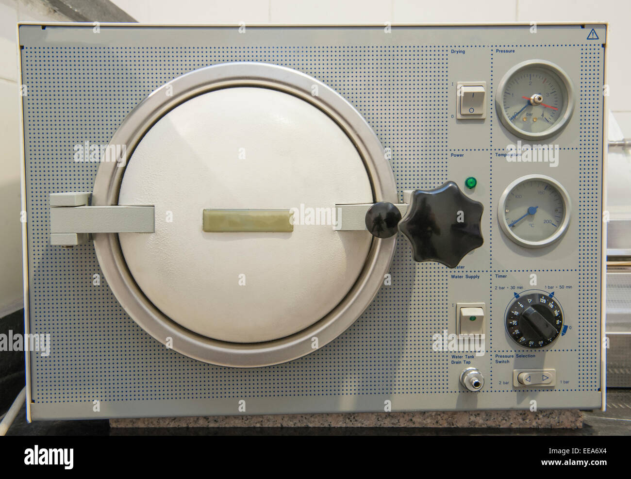 Closeup detail of an autoclave sterilization machine in a hospital ...