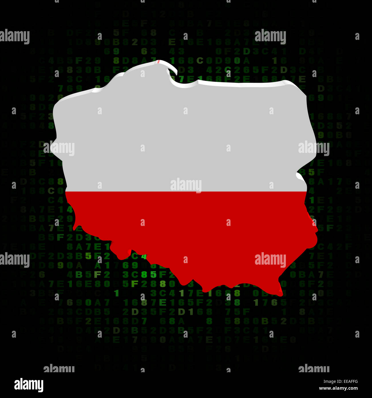 Poland map flag on hex code illustration Stock Photo - Alamy