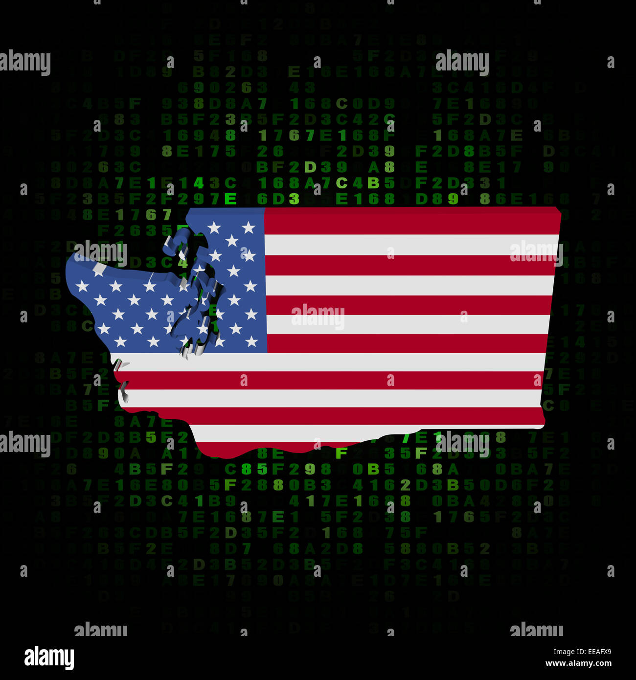 Washington state map flag on hex code illustration Stock Photo - Alamy