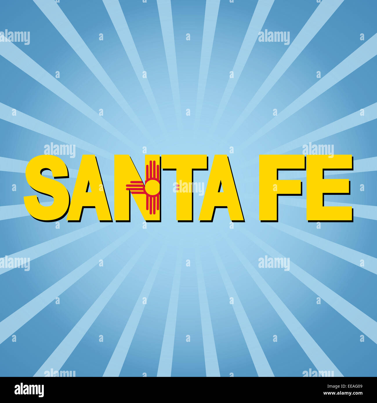 Santa Fe flag text with sunburst illustration Stock Photo - Alamy
