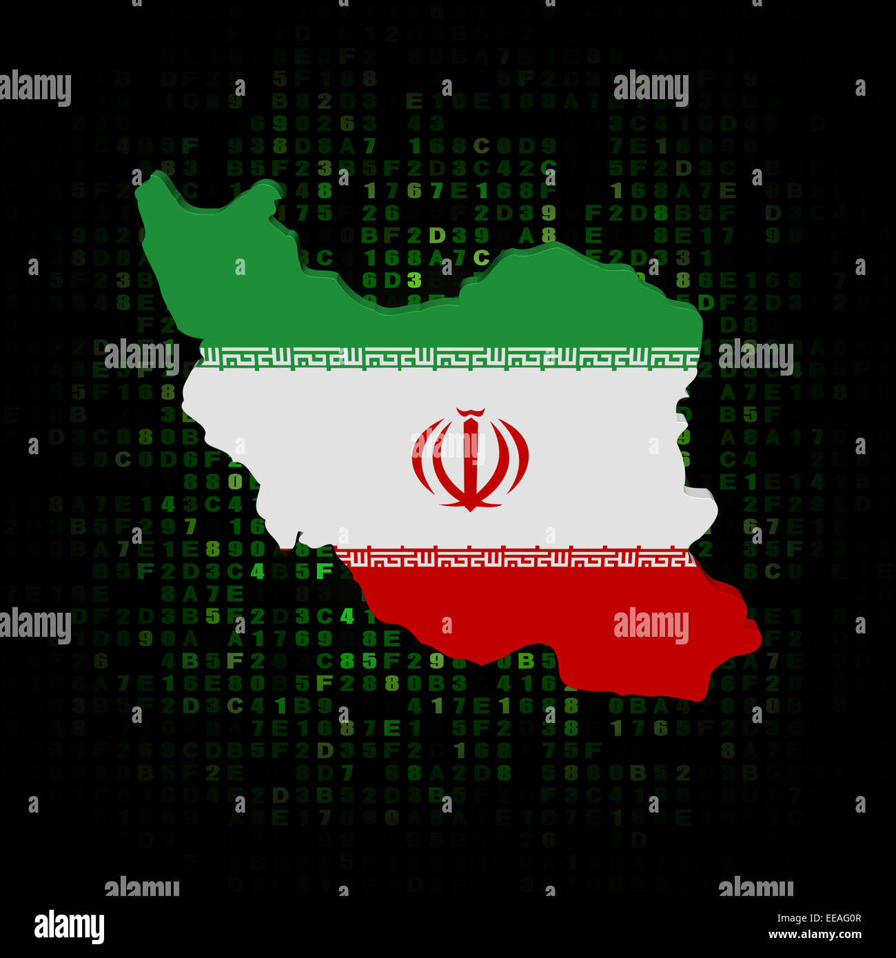 Iran map flag on hex code illustration Stock Photo - Alamy