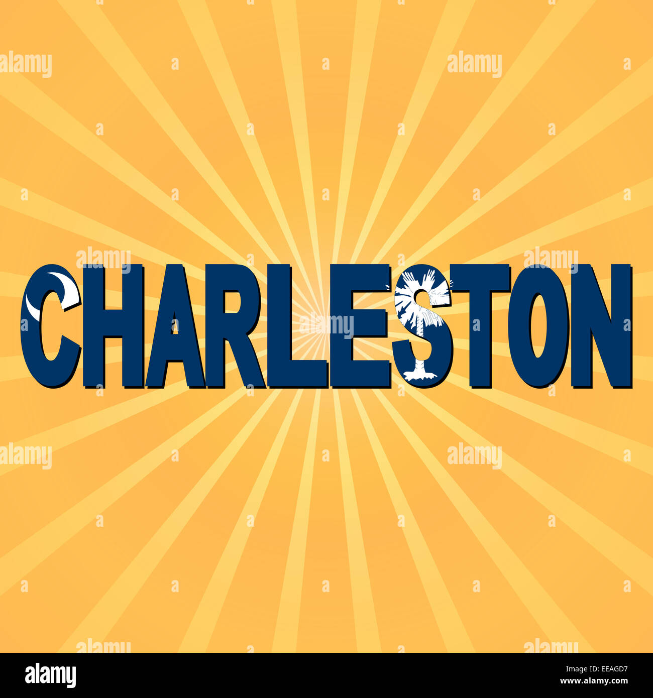 Charleston flag text with sunburst illustration Stock Photo - Alamy