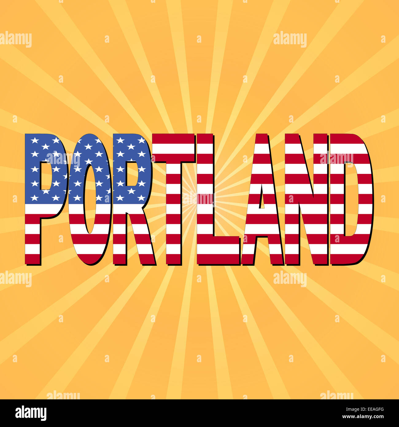 Portland flag text with sunburst illustration Stock Photo - Alamy