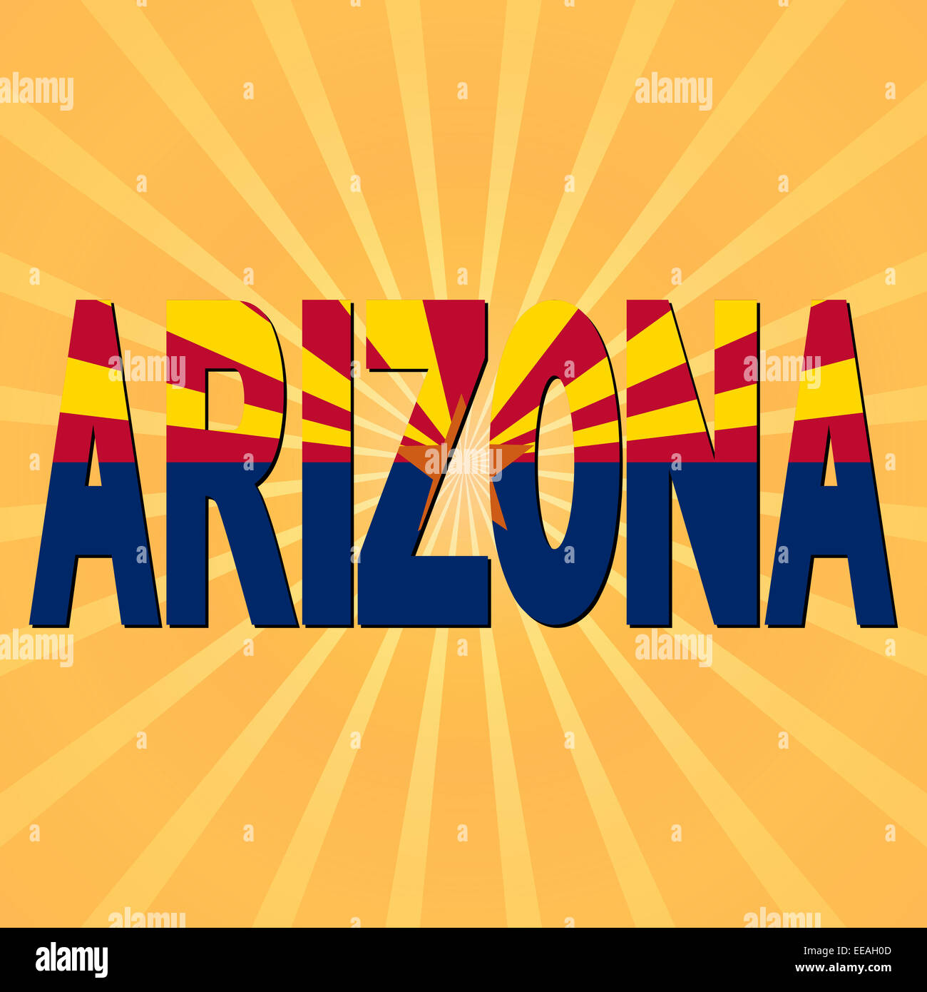 Arizona flag text with sunburst illustration Stock Photo - Alamy