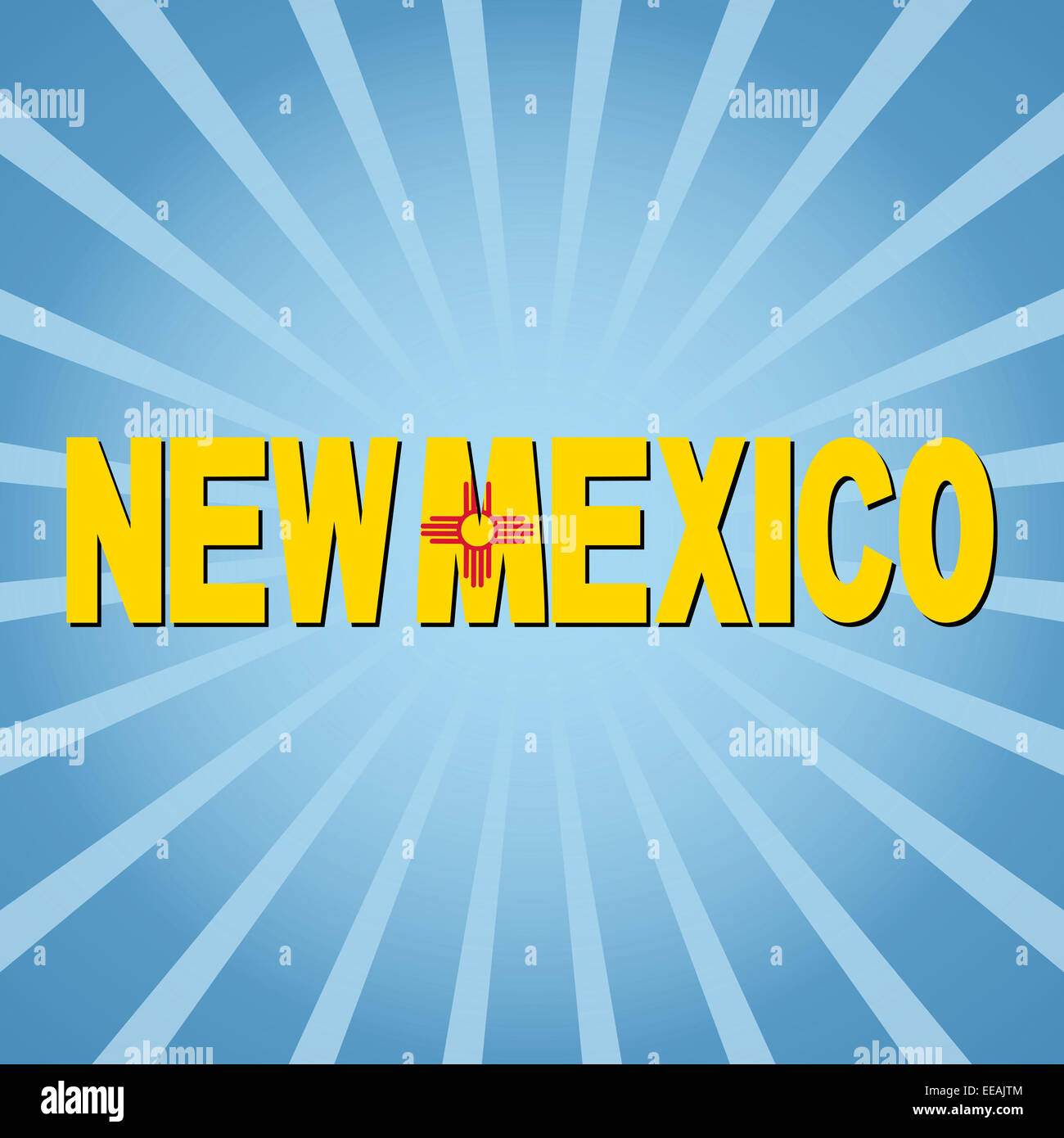 New Mexico flag text with sunburst illustration Stock Photo - Alamy