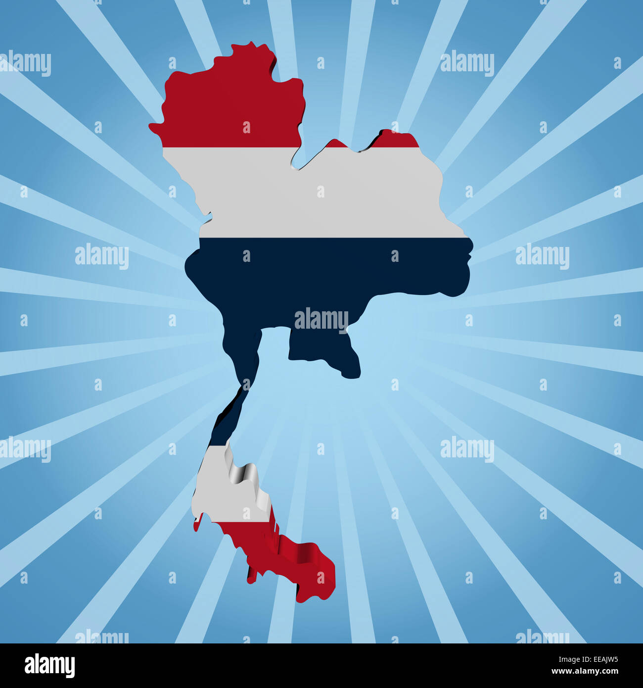Thailand map flag on blue sunburst illustration Stock Photo - Alamy