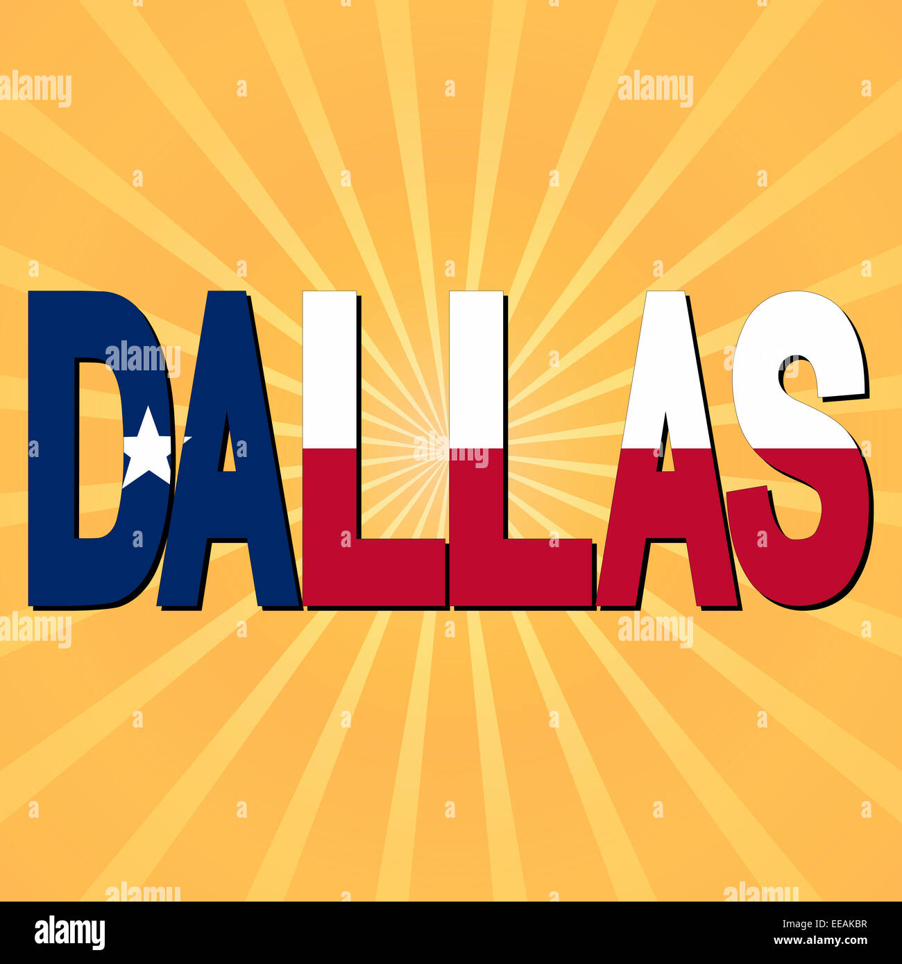 Dallas flag text with sunburst illustration Stock Photo - Alamy