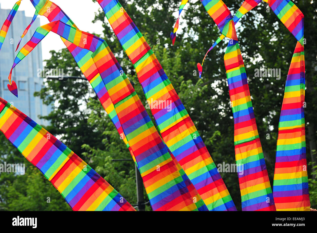 Rainbow pride flags at a pride parade in London, Ontario Stock Photo ...