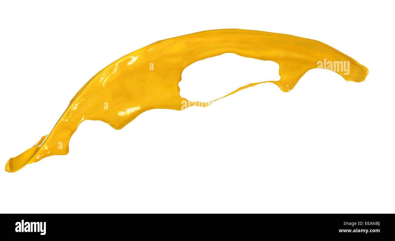 splashes of yellow paint isolated on white background Stock Photo - Alamy