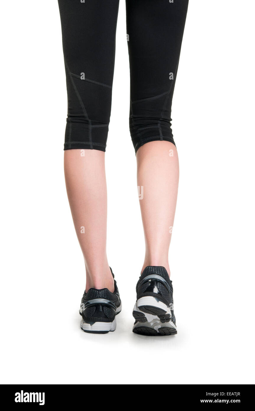 Runner legs and feet running closeup on shoe woman fitness Stock Photo ...