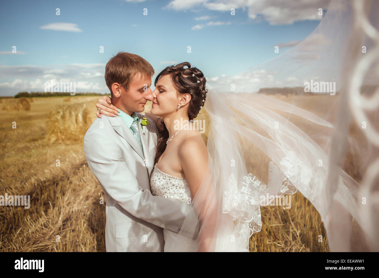 Beautiful bride and groom portrait in nature Stock Photo - Alamy