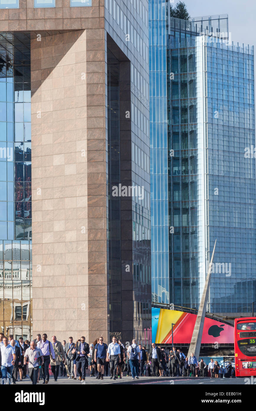 England, London, Commuters Crossing London Bridge Stock Photo - Alamy