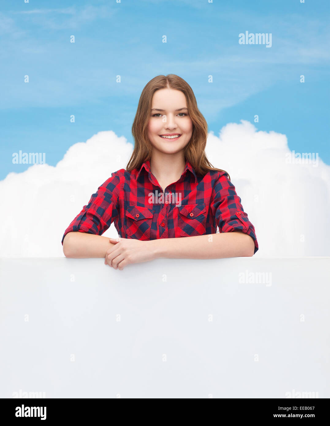smiling young teenage girl with white blank board Stock Photo - Alamy