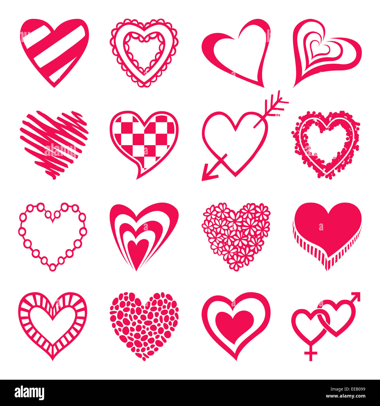 Heart shape pink icons Cut Out Stock Images & Pictures - Alamy