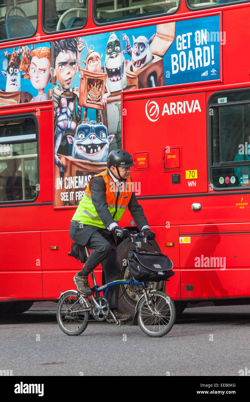 England, London, City of London, Cyclist and Bus Stock Photo - Alamy