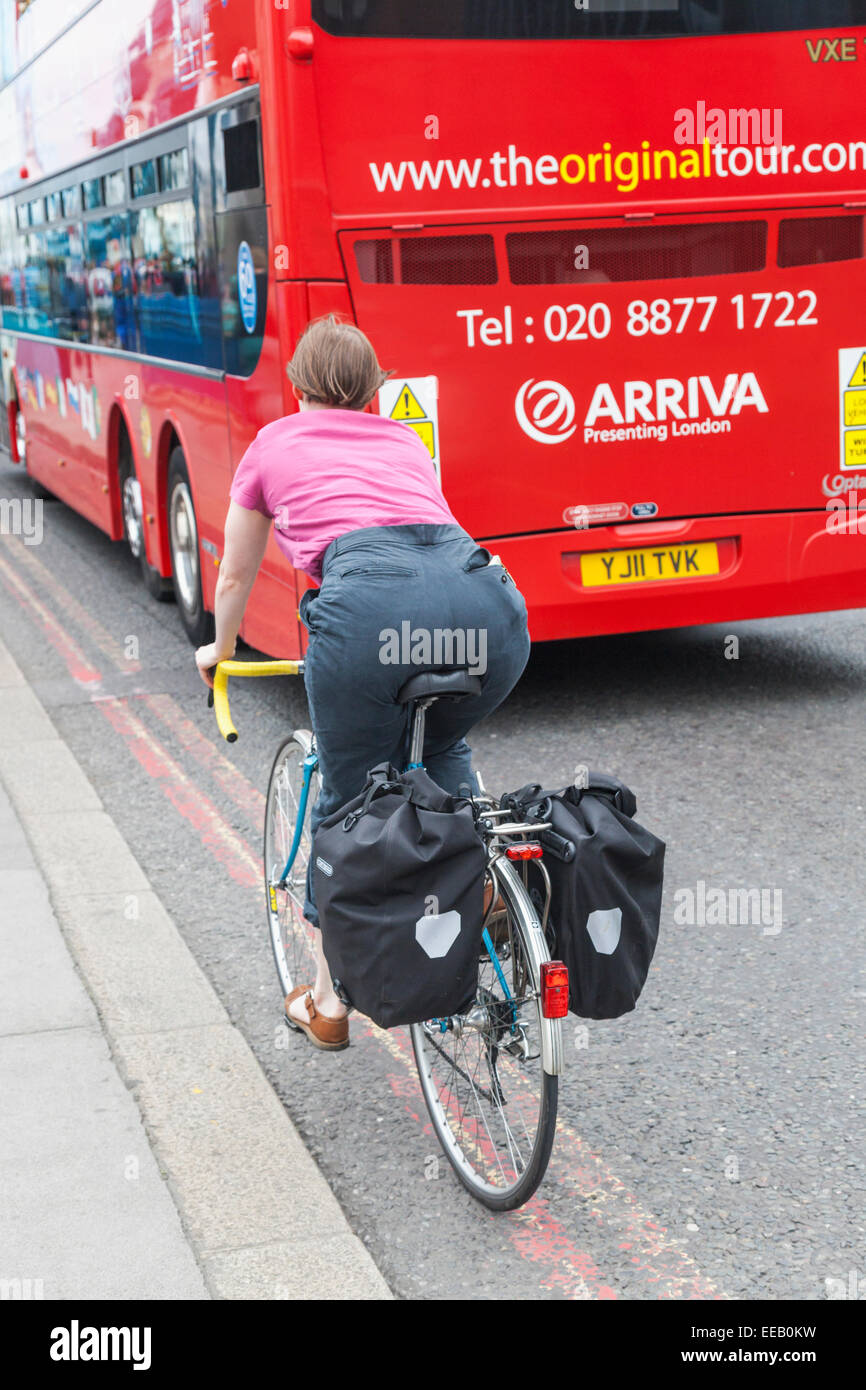 England, London, City of London, Cyclist and Bus Stock Photo - Alamy