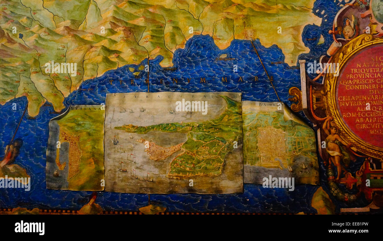 Oil aintings of ancient Italy maps in Vatican museum, Italy Stock Photo ...