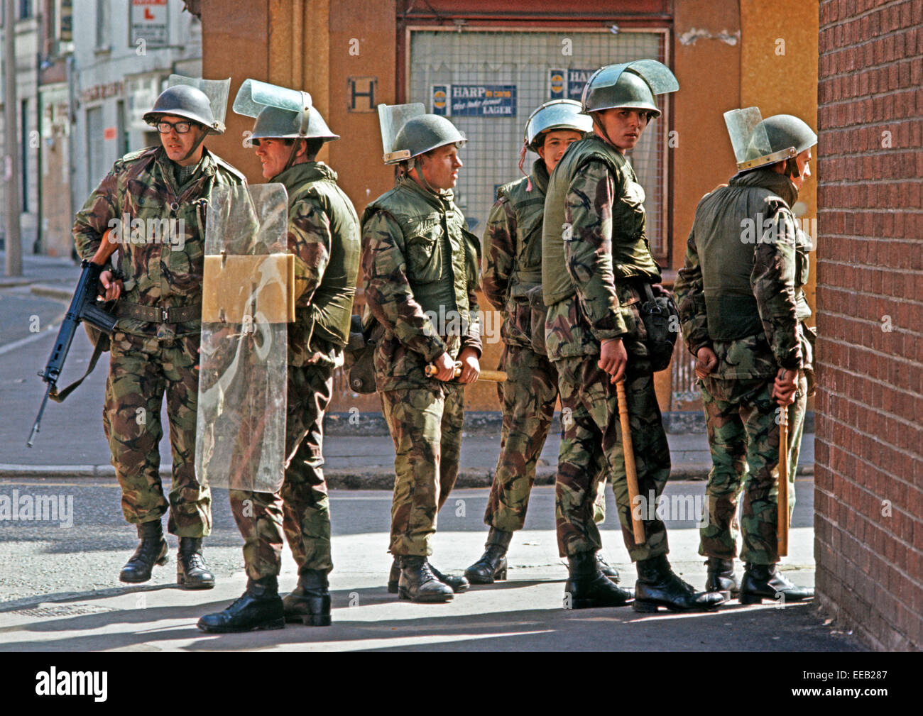 BELFAST, NORTHERN IRELAND -- MAY 1972. British Army Troops with Anti ...