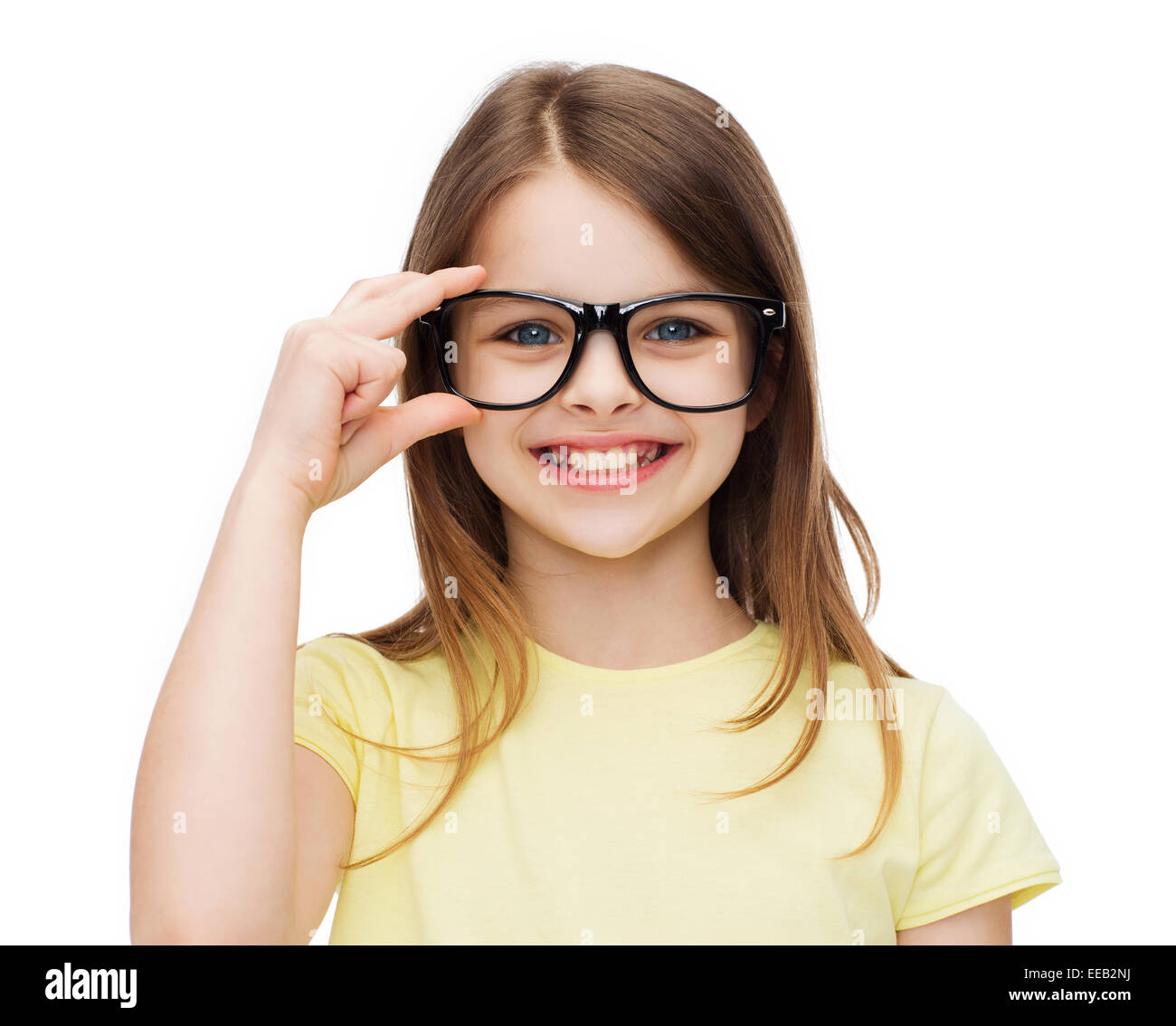Isolated eyeglasses young girl touching hi-res stock photography and ...