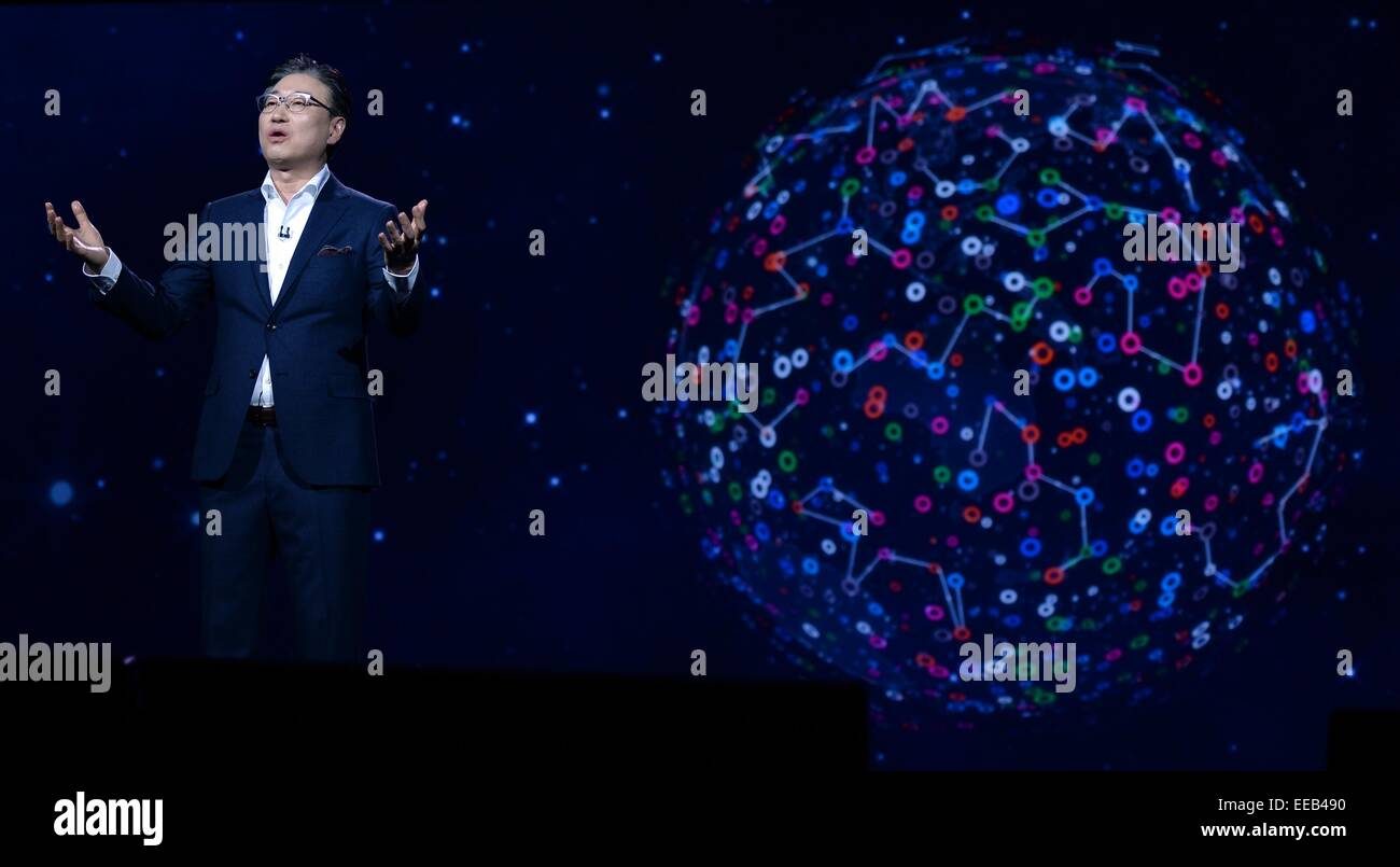 President and CEO of Samsung Electronics, Boo-Keun Yoon speaks during a ...