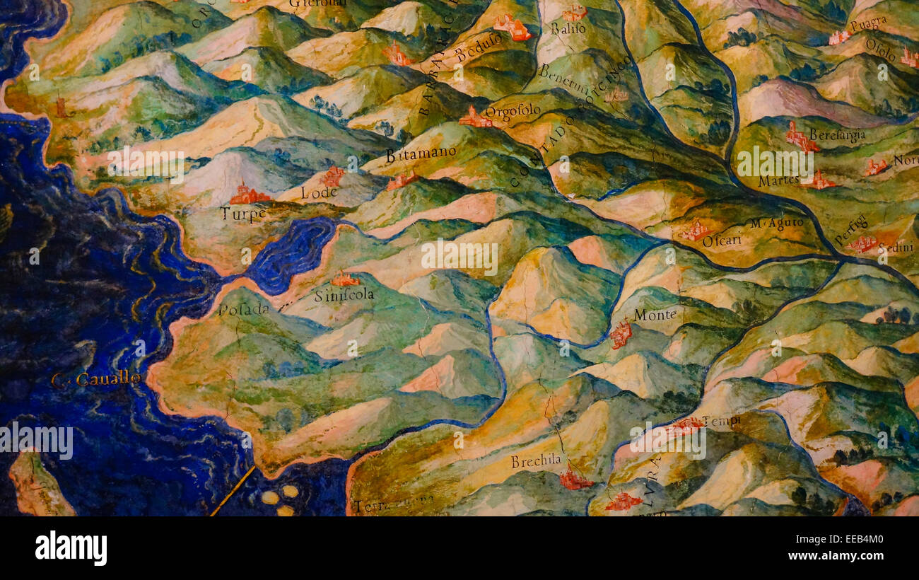 Oil aintings of ancient Italy maps in Vatican museum, Italy Stock Photo ...
