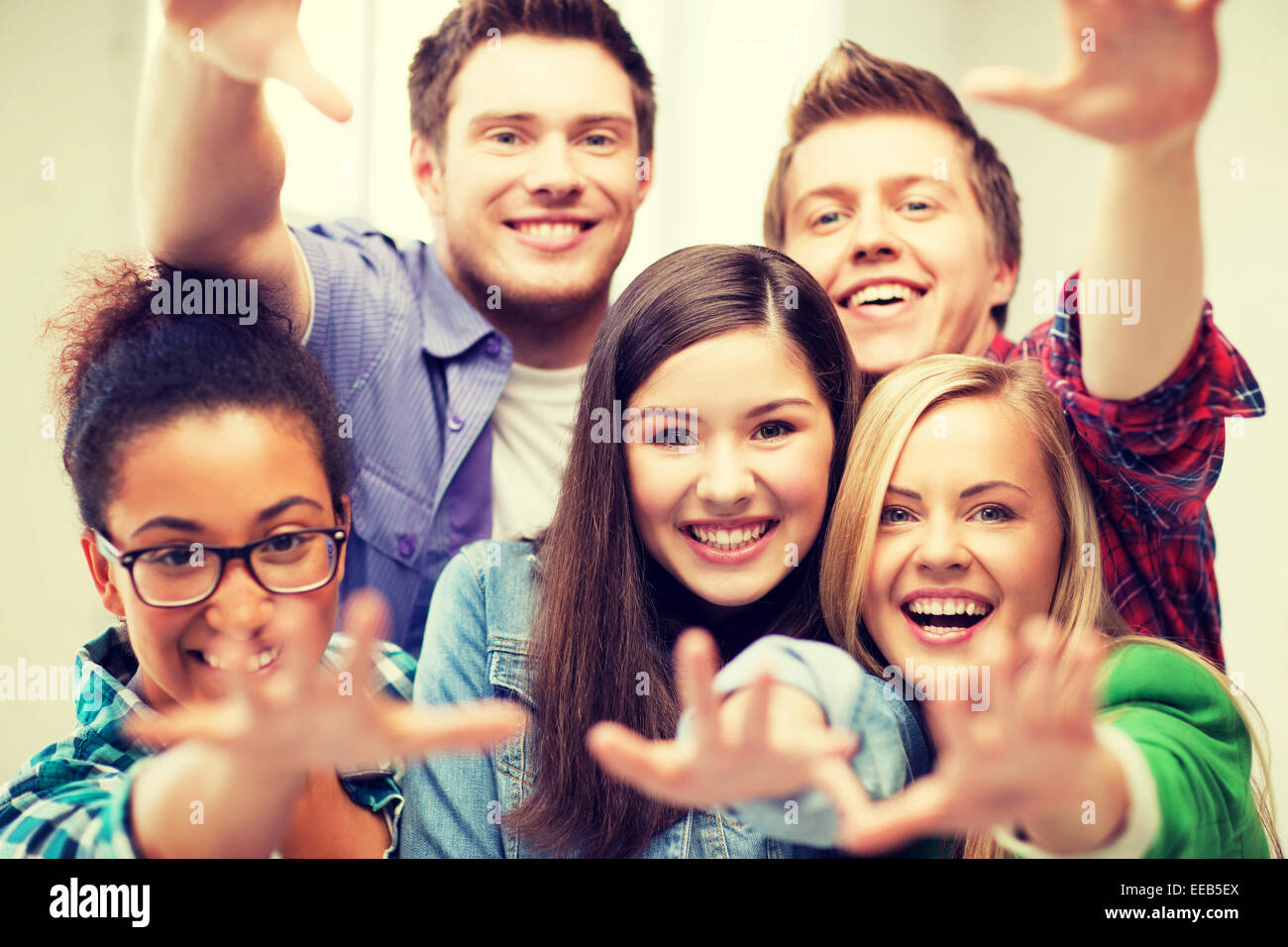 group of students at school Stock Photo - Alamy
