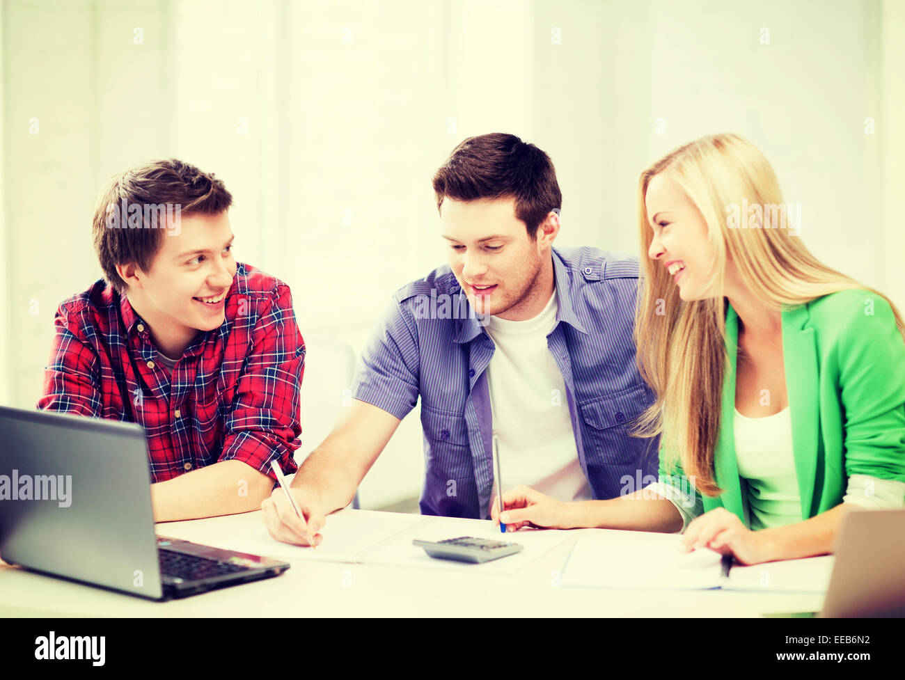 students chatting in lecture at school Stock Photo - Alamy