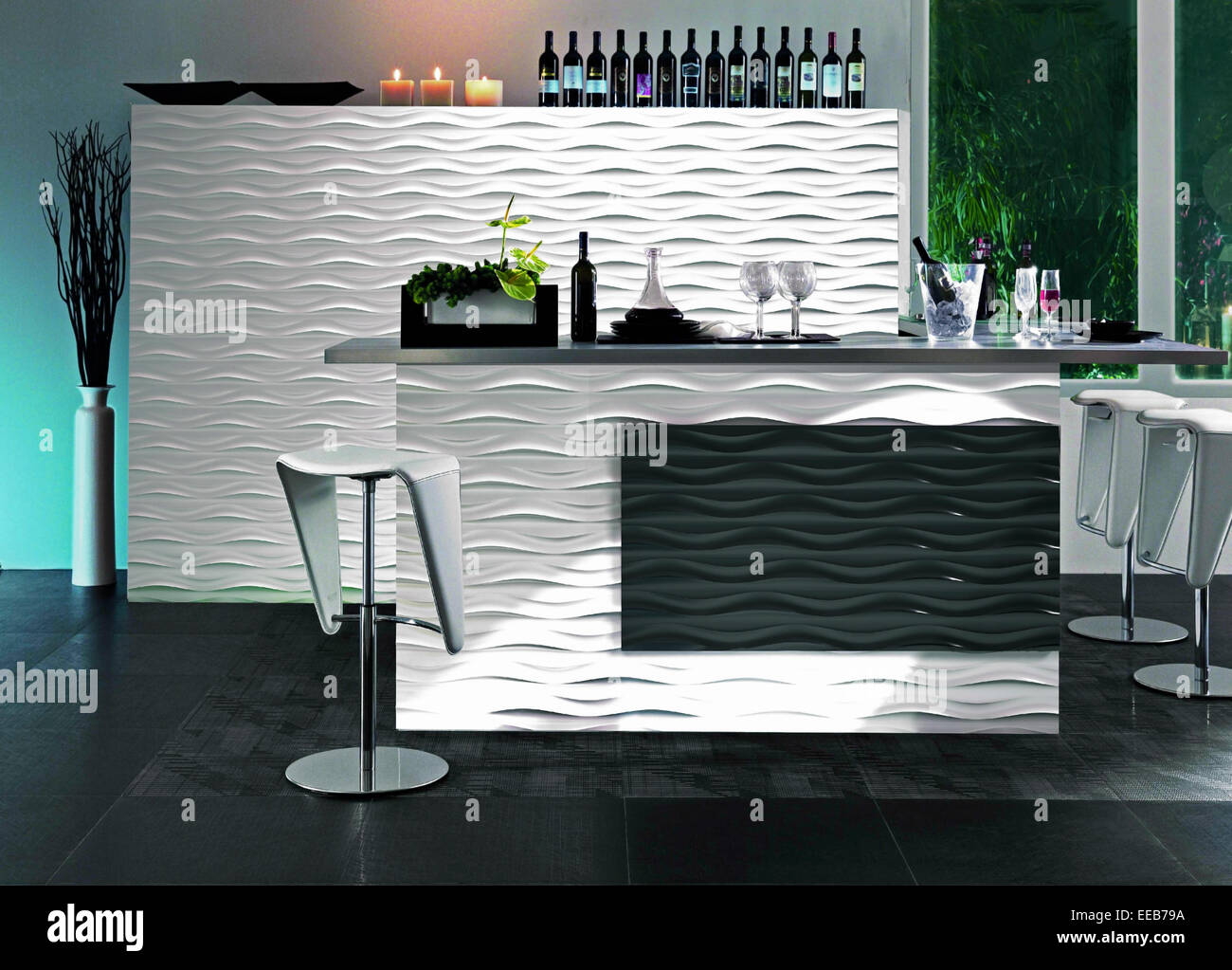 3d rendering of contemporary monochrome minimalistic interior Stock ...