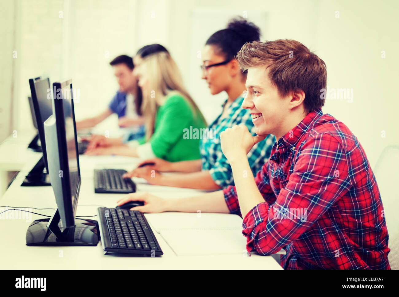 student with computer studying at school Stock Photo - Alamy