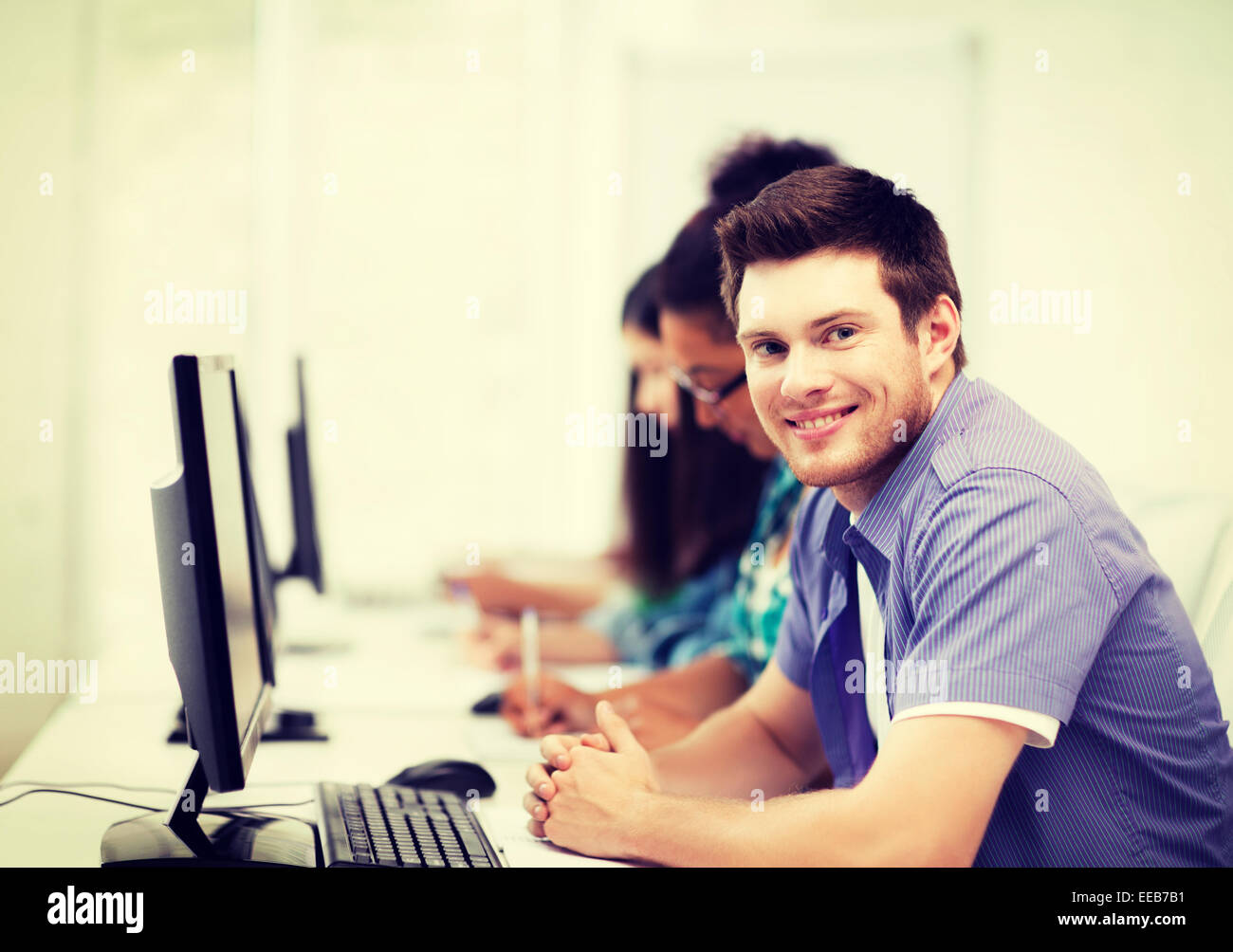 student with computer studying at school Stock Photo - Alamy