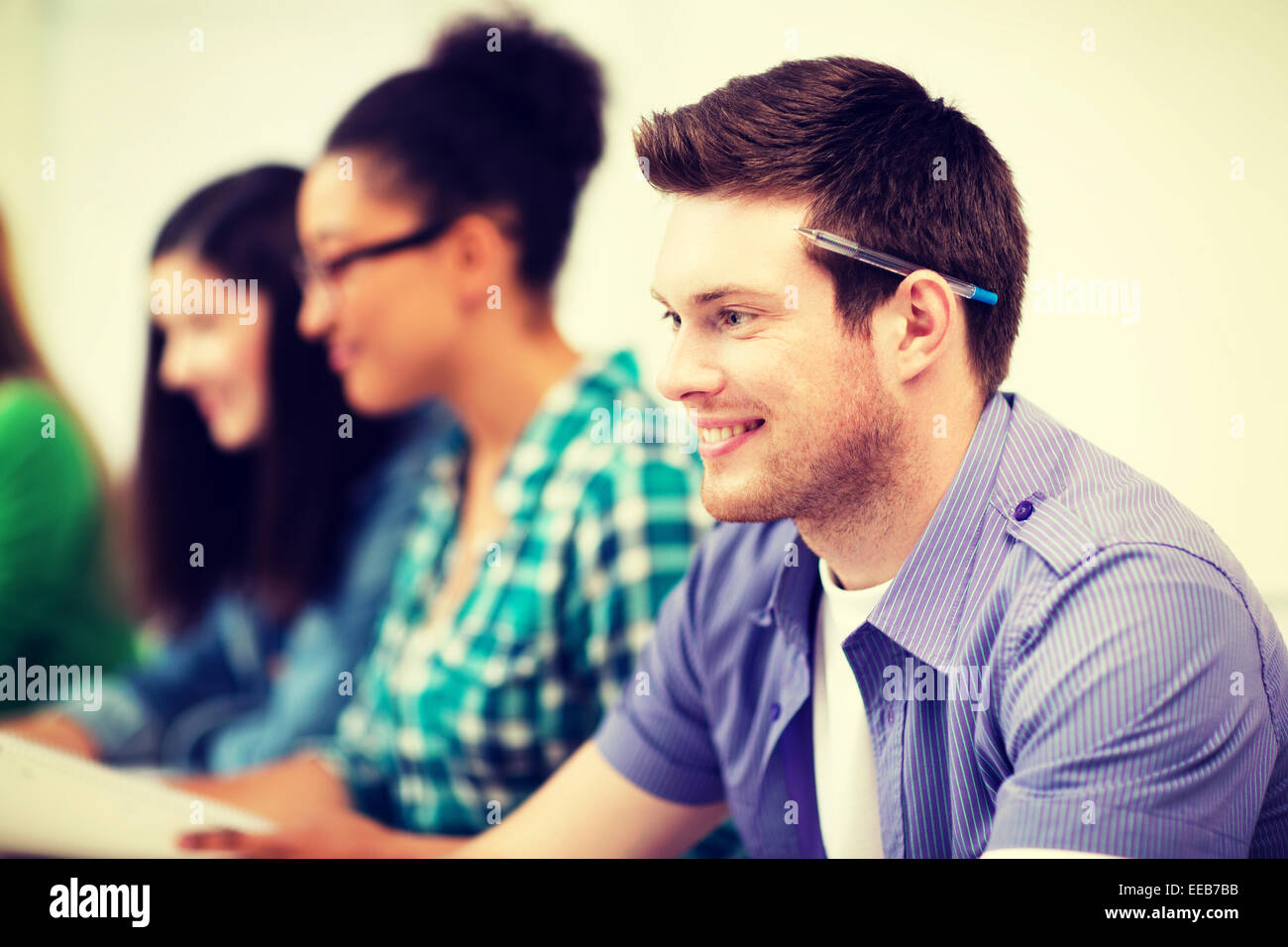student with computer studying at school Stock Photo - Alamy