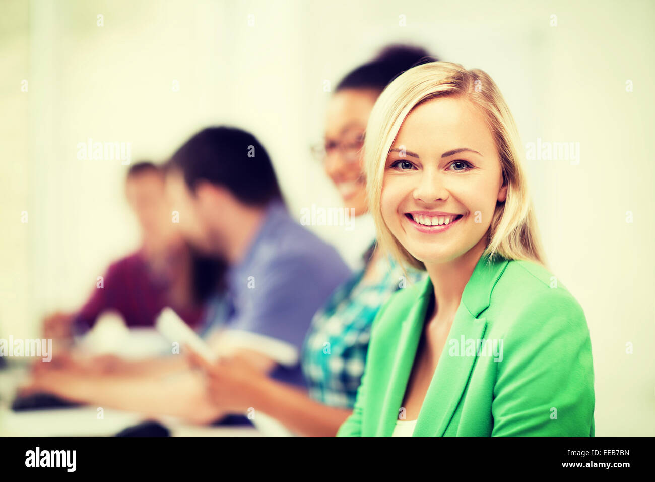 students with computers studying at school Stock Photo - Alamy