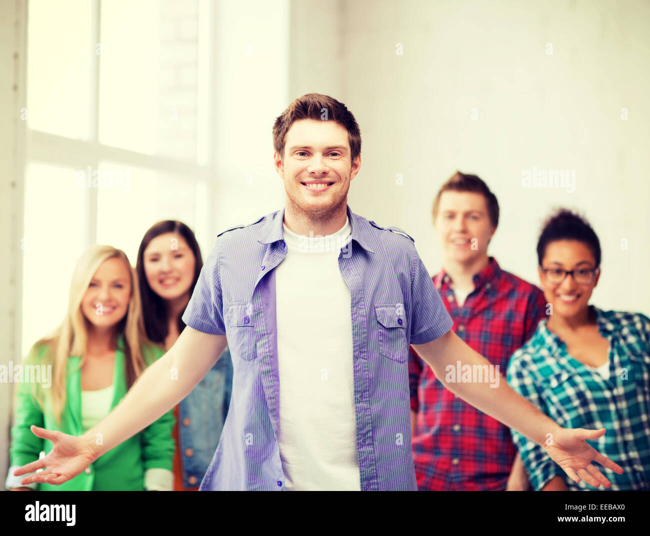 group of students at school Stock Photo - Alamy