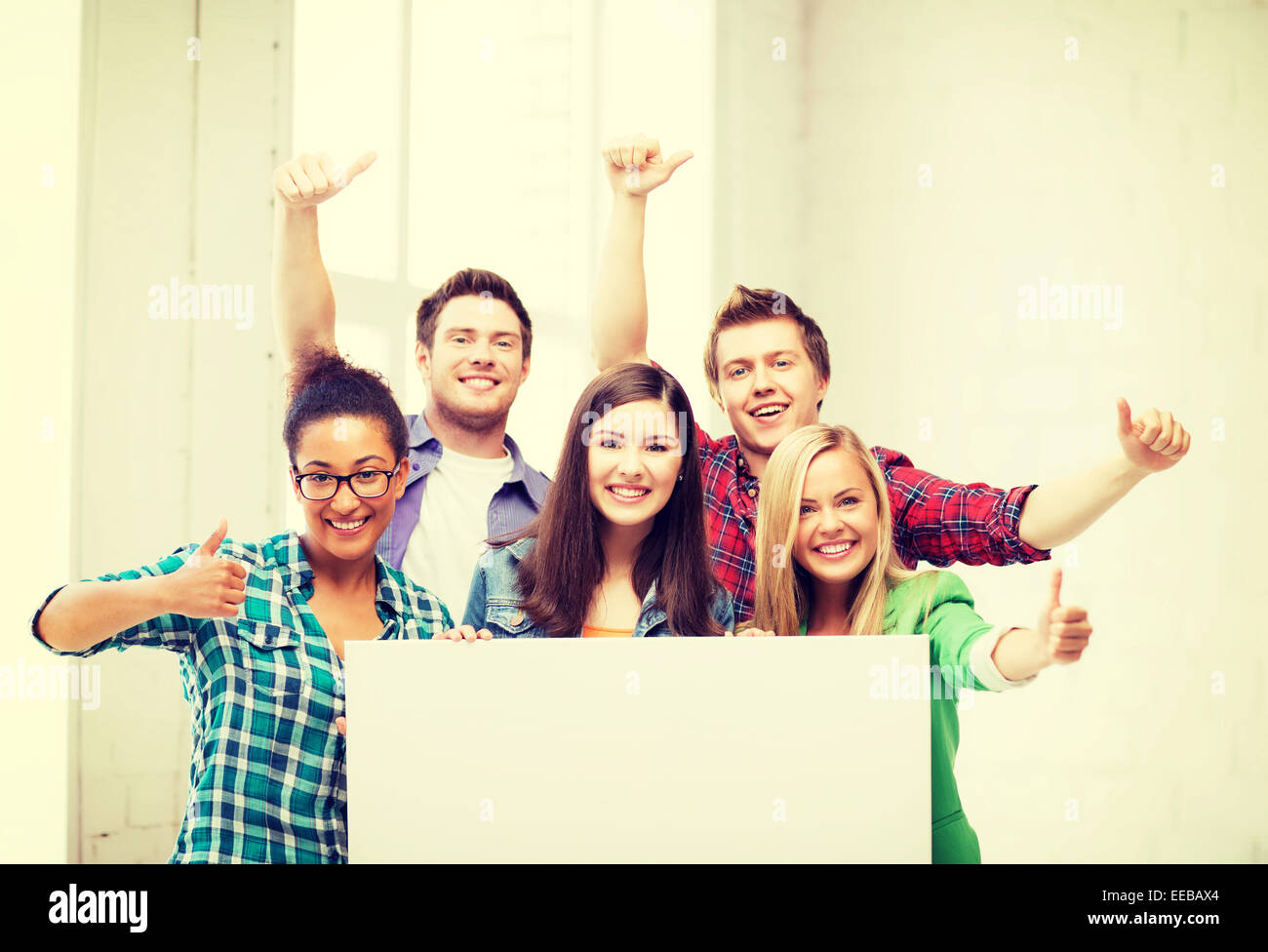 group of students at school with blank board Stock Photo - Alamy