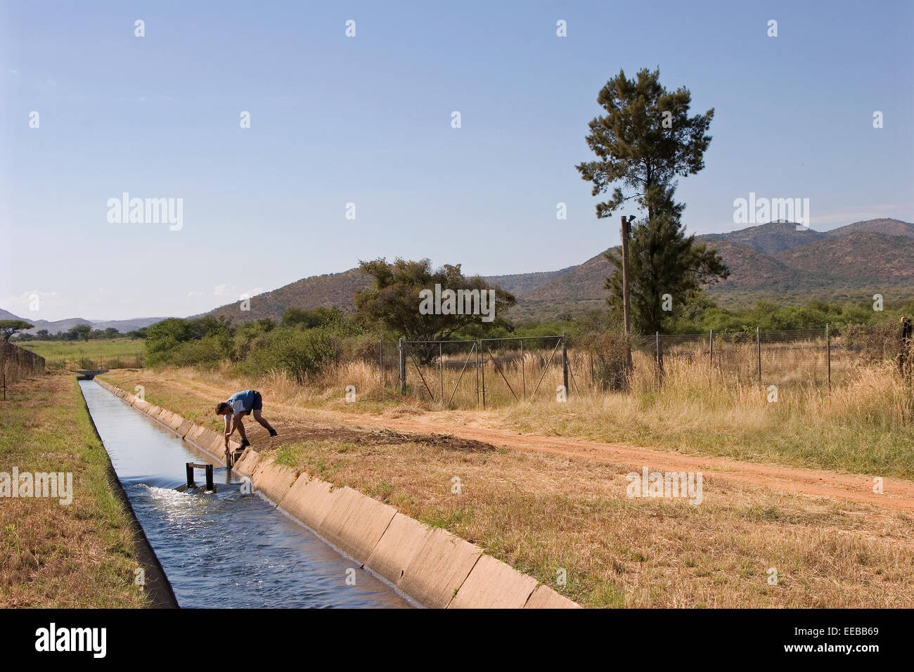 Adjusting canal sluice gate with water supply for local community and ...