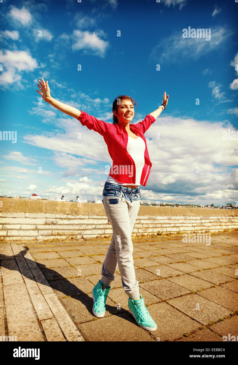 beautiful dancing girl in movement Stock Photo - Alamy