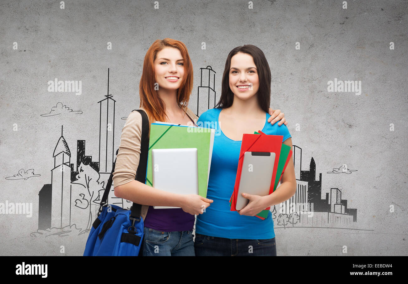 Two girls school bag hi-res stock photography and images - Alamy