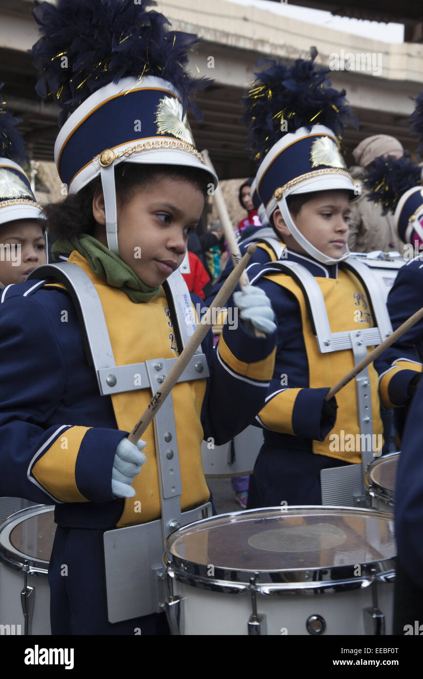Elementary school marching band in the annual Three Kings Day Parade in ...