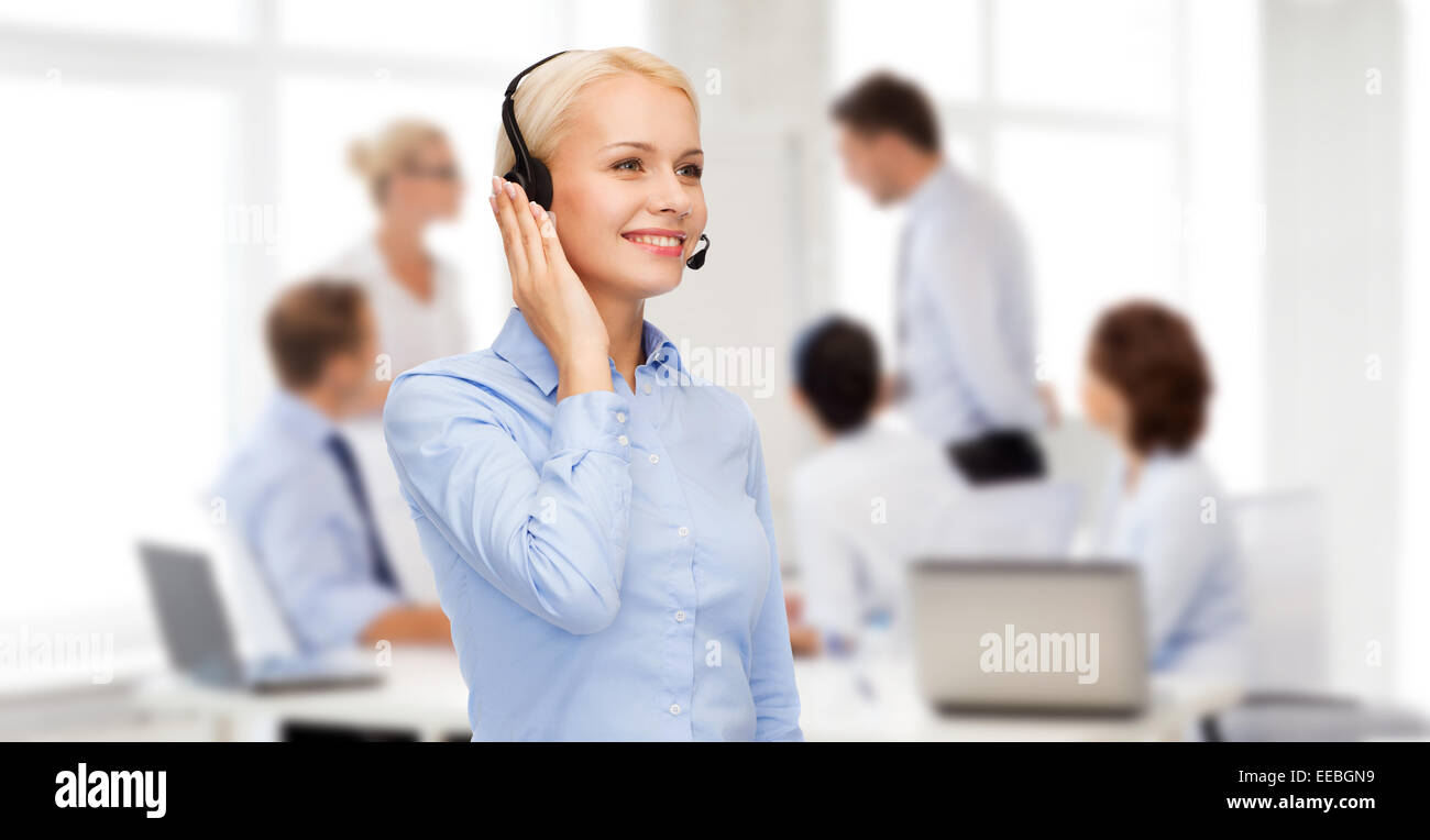 friendly female helpline operator Stock Photo - Alamy