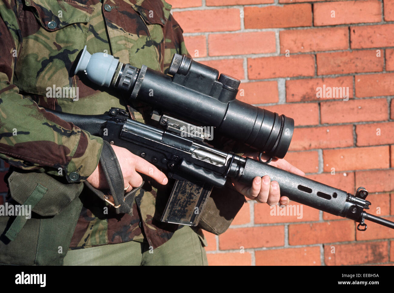 WEAPONS OF ULSTER - FEBRUARY 1972. British Army soldier with Night ...