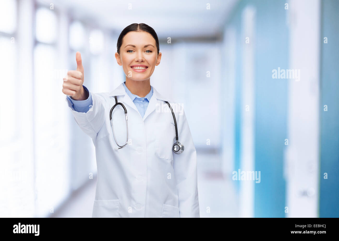 smiling female doctor with stethoscope Stock Photo - Alamy