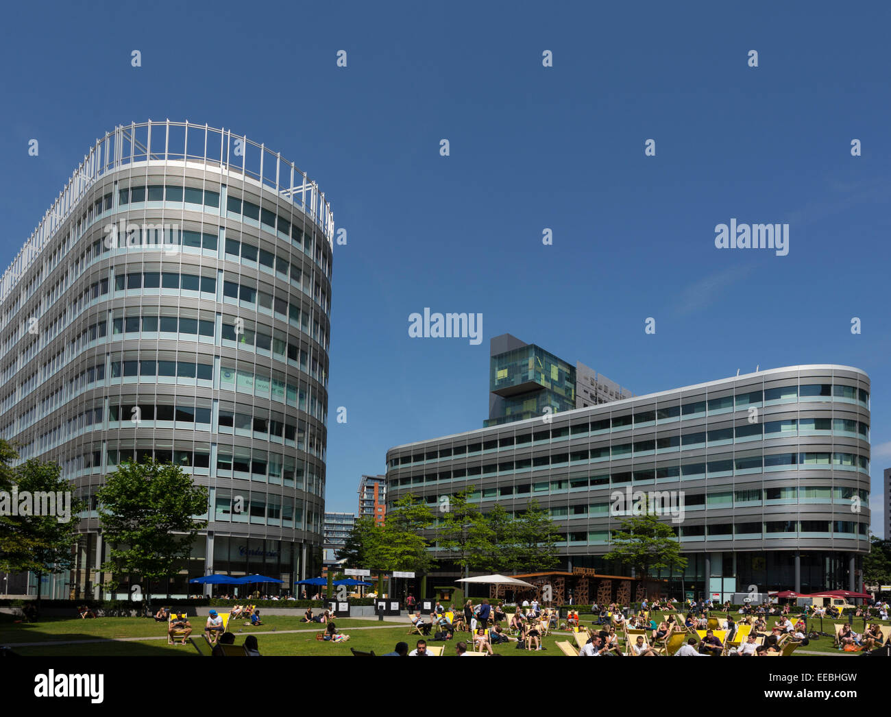 England, Manchester, modern architecture in the Spinningfields banking ...