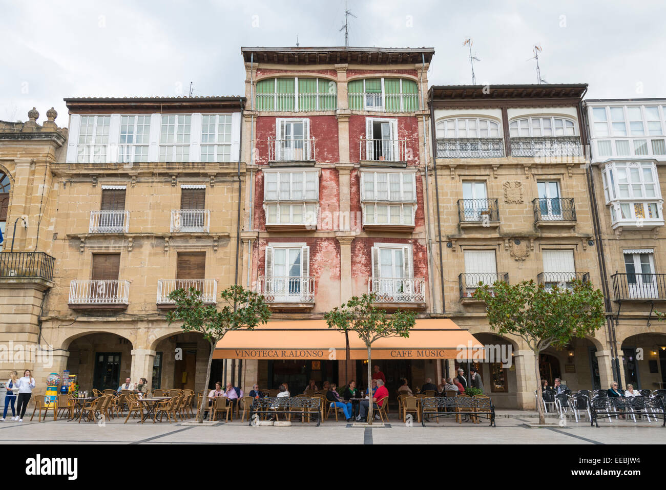 The Music cafe and old buildings and architecture in the town square in ...