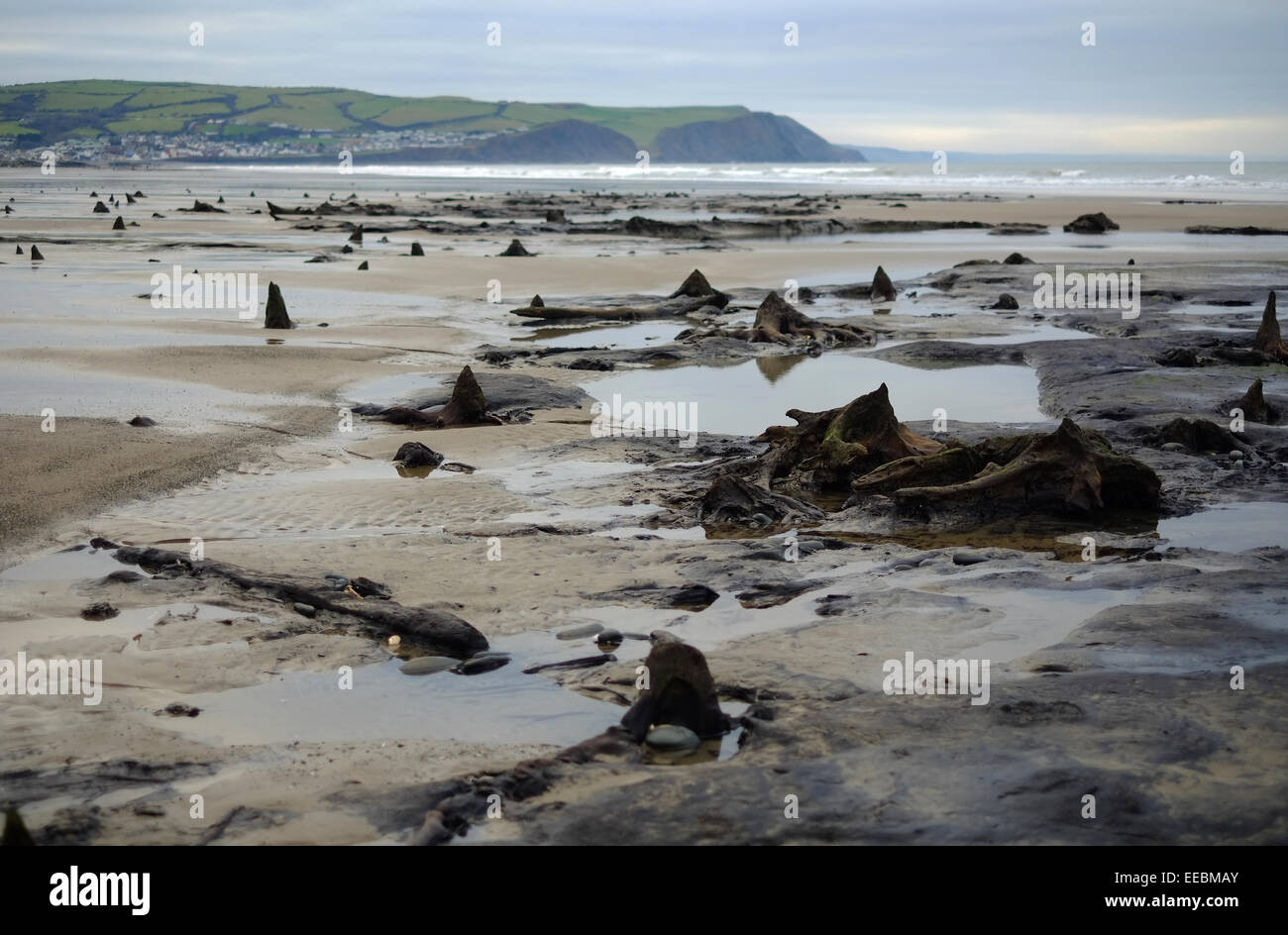 High tide flooding in Borth, Ceredigion, Wales Stock Photo - Alamy