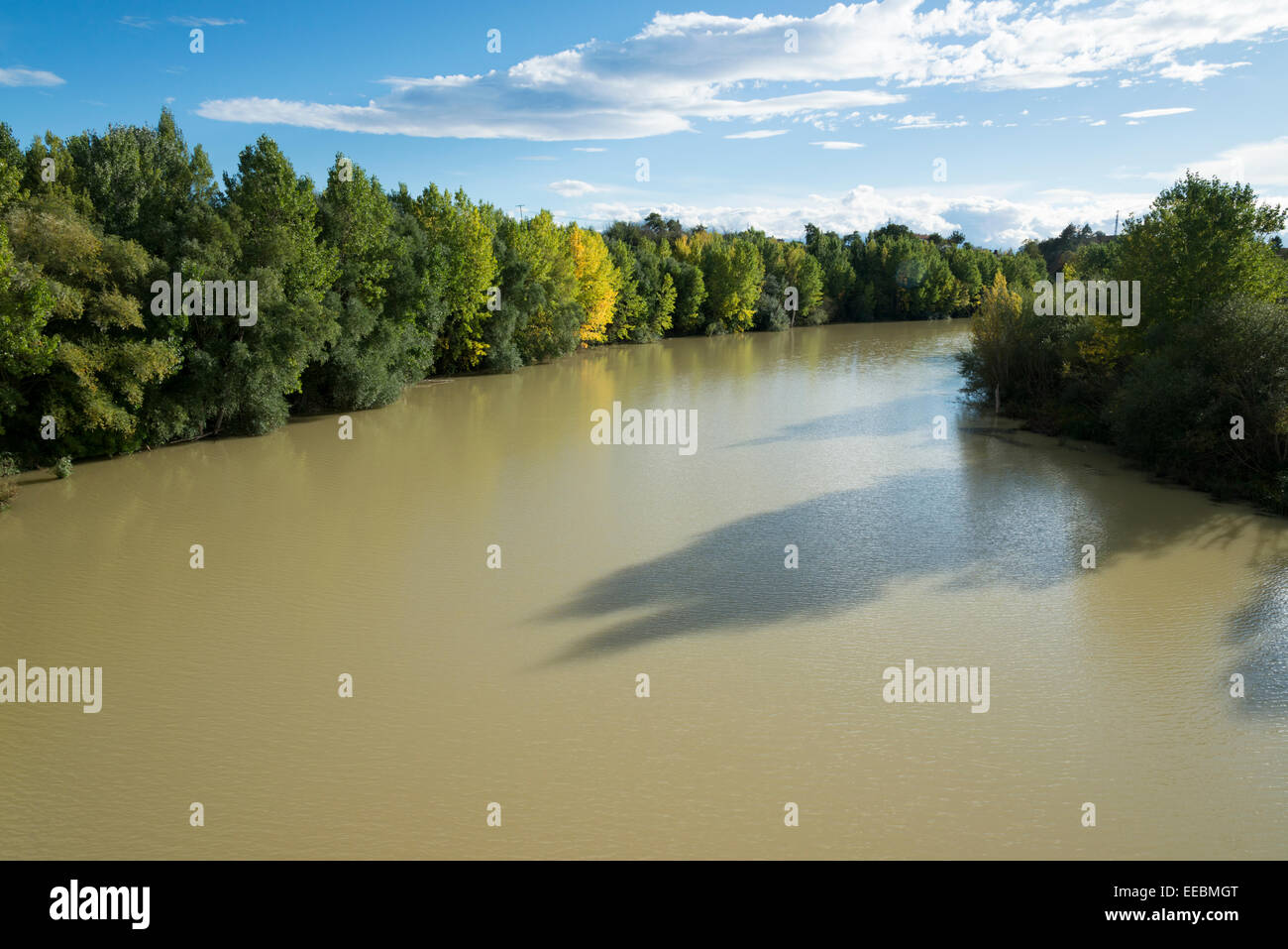 A landscape photo of the River Ebro in the rioja wine region near Haro ...